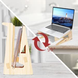 MDHAND Laptop Stands, Portable Laptop Riser, Multi-Angle Adjustable Laptop Holder Notebook Stand (Wood)