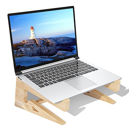 MDHAND Laptop Stands, Portable Laptop Riser, Multi-Angle Adjustable Laptop Holder Notebook Stand (Wood)