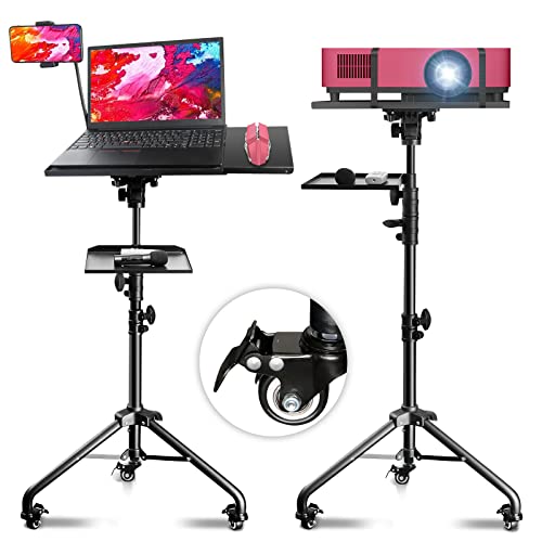 ALINBIN Projector Stand Tripod with Adjust Height from 31.5IN to 57IN, Laptop Tripod Stand with Phone Holder, Projector Table Music Stand for Office, Home, Studio or DJ