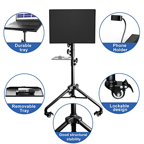 ALINBIN Projector Stand Tripod with Adjust Height from 31.5IN to 57IN, Laptop Tripod Stand with Phone Holder, Projector Table Music Stand for Office, Home, Studio or DJ