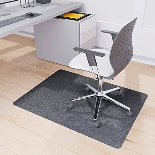 HIWOOD Office Chair Mat for Hardwood, 35 x 47 inches 1/6" Thick Low-Pile Under Desk Mat, Multi-Purpose Hard Floor Mat (Dark Gray)