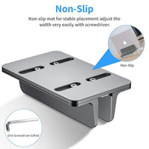 Bewahly Vertical Laptop Stand[Adjustable Size],Aluminum Adjustable Laptop Holder, Saving Space, Suitable for MacBook Pro/Air, iPad, Samsung, Huawei, Surface, Dell, HP, Lenovo and Others (Gray)