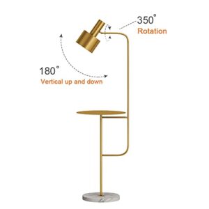 Hsyile Lighting KU300217 Contemporary Modern Creative Floor Lamp with a Table,Suitable for Living Room,Den,Office,Bedroom - E26 Bulb - Brushed Brass Finish