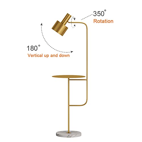 Hsyile Lighting KU300217 Contemporary Modern Creative Floor Lamp with a Table,Suitable for Living Room,Den,Office,Bedroom - E26 Bulb - Brushed Brass Finish