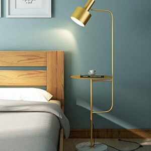 Hsyile Lighting KU300217 Contemporary Modern Creative Floor Lamp with a Table,Suitable for Living Room,Den,Office,Bedroom - E26 Bulb - Brushed Brass Finish