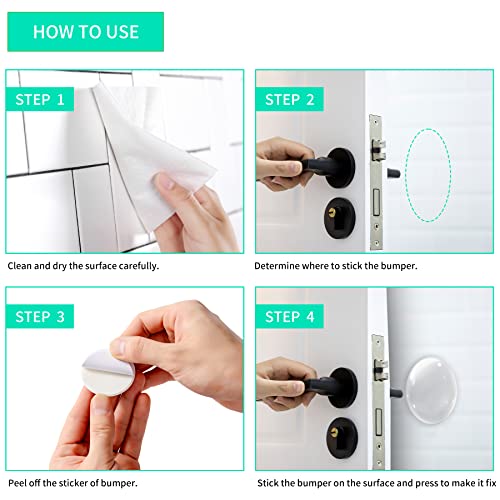 Door Stopper Wall Protector 2" (6 PCS) Silicone Wall Protectors from Door Knobs Door Knob Wall Protector Protects Every Wall Surface (Clear(6pcs))