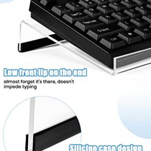 Kalolary 3 Pcs Acrylic Tilted Computer Keyboard Holder with Mouse & Keyboard Wrist Rest Pad, Computer Keyboard Stand Set for Easy Ergonomic Typing for Office Desk, Home, School