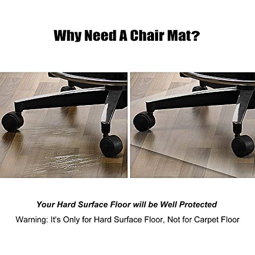 Azadx Office Chair Mat for Hardwood Floor and Tile Floor 30 x 48'', Plastic Mat for Office Chair Easy Glide on Hard Floors, Clear Desk Chair Mat for Wood Floors Heavy Duty