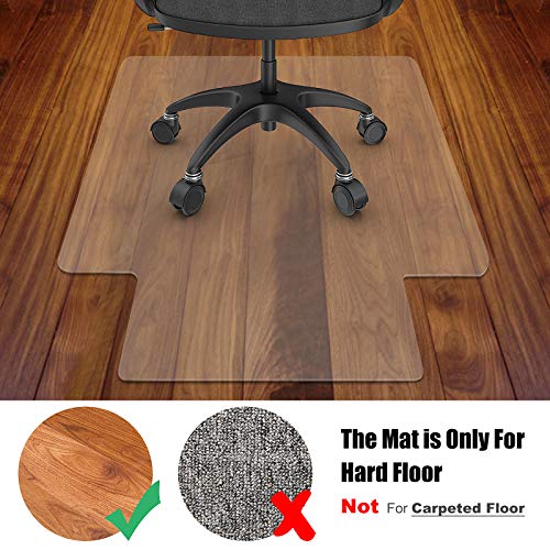 Azadx Office Chair Mat for Hardwood Floor and Tile Floor 30 x 48'', Plastic Mat for Office Chair Easy Glide on Hard Floors, Clear Desk Chair Mat for Wood Floors Heavy Duty