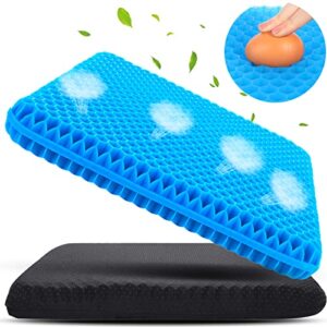 large gel seat cushion for long sitting, gel cushion for wheelchair large & thick, gel chair cushion soft & cool, breathable gel car seat cushion reduce sweat, gel pressure relief cushion