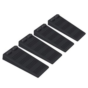 door stop wedge stopper rubber silica gel flexible non scratching door holder – smart stackable slip-resistant design (black)