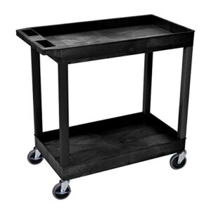 Luxor 32" x 18" Tub Storage Cart 2 Shelves - Black, (EC11-B)