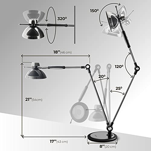 OTUS Desk Lamp Gesture Control, LED Architect Desk lamp for Home Office, Adjustable Metal Swing Arm, Tall Task Light for Drafting or Bedside Table Reading, 12 Brightness, 3 Touch Eye-Caring Modes