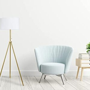 O’Bright Tripod Floor Lamp, Adjustable in Height, 100% Metal Body with Linen Drum Shade, E26 Socket, Bedside Lamp, Standing Light for Living Room, Bedroom, Office, Antique Brass