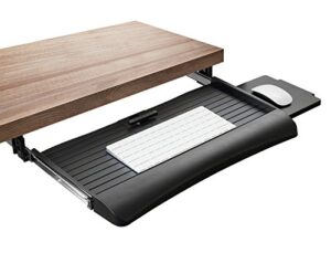 mount-it! keyboard drawer under desk with mouse platform, easy-glide sliding under-counter computer keyboard tray 21 inch wide