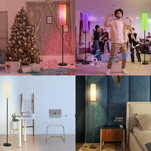 Floor Lamps for Living Room Smart LED Modern Tall Light Standing Lamp Compatible with Alexa & Google Home, Corner Lamp with Linen Lampshade for Bedroom Remote & WiFi APP Control Stepless Dimmable