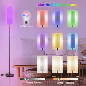 Floor Lamps for Living Room Smart LED Modern Tall Light Standing Lamp Compatible with Alexa & Google Home, Corner Lamp with Linen Lampshade for Bedroom Remote & WiFi APP Control Stepless Dimmable