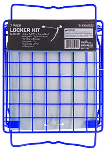 LockerMate Stac-A-Shelf Locker Shelf, Stackable, Extra Tall, Fits Standard Size School Lockers, Blue