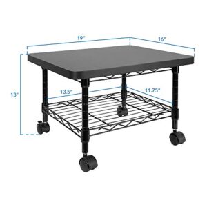 Mount-It! Under Desk Printer Stand with Wheels | Mobile Printer and Fax Cart with Storage Shelf for Office and Home Use, 2 Tiers (Black)