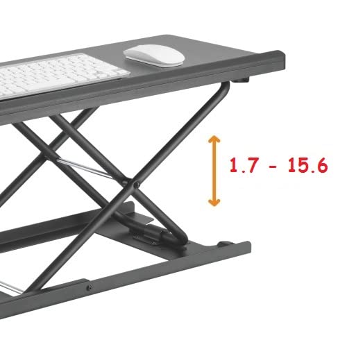 Mount Plus KBT10 Ultra Slim 24" Laptop, Keyboard and Mouse Stand | Sit Stand Adjustable Riser for Standing Desks | Lifts Up to 15.6 inches in Height | 5 Height Levels Riser