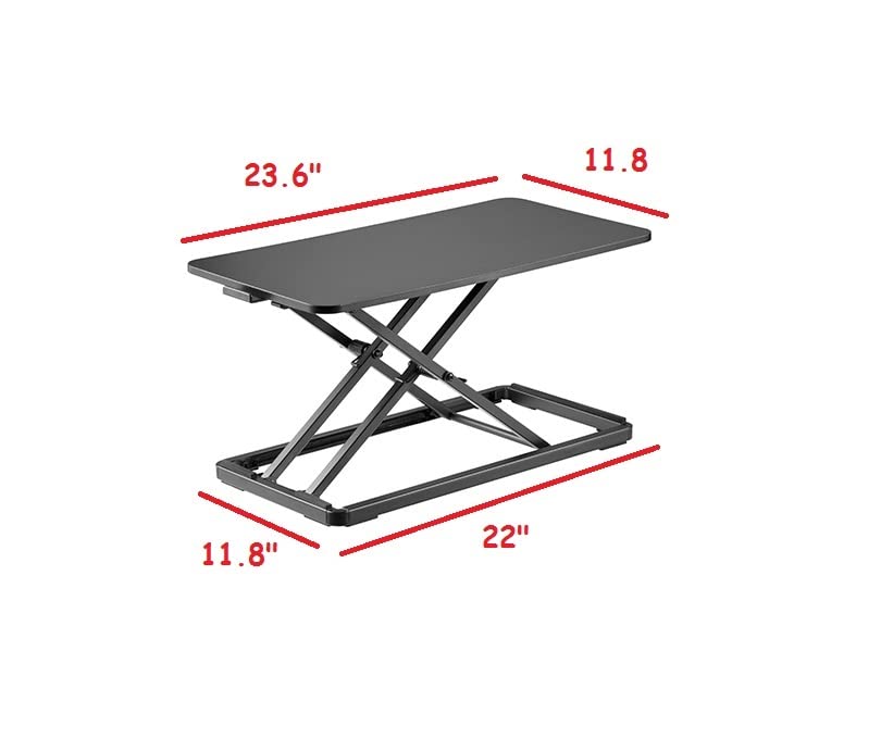 Mount Plus KBT10 Ultra Slim 24" Laptop, Keyboard and Mouse Stand | Sit Stand Adjustable Riser for Standing Desks | Lifts Up to 15.6 inches in Height | 5 Height Levels Riser