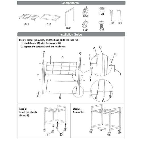 Blueprint Roll File Holder Storage - 12 Slots Rack Cart