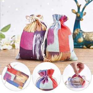 CHGCRAFT 20Pcs Cotton Drawstring Bags Polycotton Packing Pouches Drawstring Bags OldLace with Printed Christmas Theme Gift Bag Candy Bags Jewelry Pouches Mixed Color