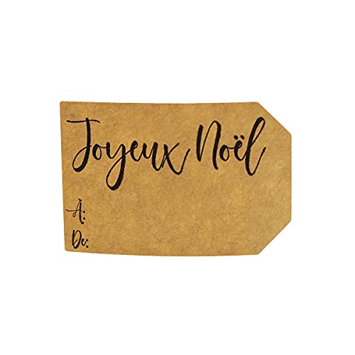 French Natural Kraft Charming Christmas Holiday Gift Tag Stickers 2 x 3 Inch 100 Total Labels