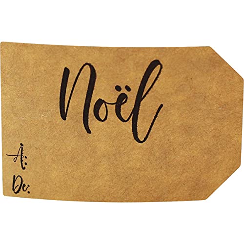 French Natural Kraft Charming Christmas Holiday Gift Tag Stickers 2 x 3 Inch 100 Total Labels