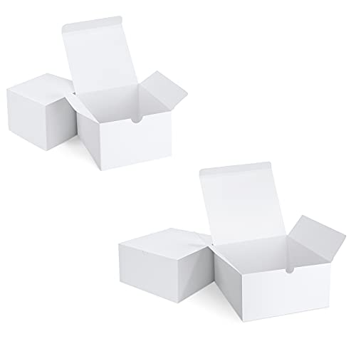 Eupako 8x8x4 Gift Boxes 10 PCS and 5x5x3.5 Gift Boxes 25 PCS, White Gift Boxes with Lids, Paper Cardboard Gift Box for Bridesmaid Proposal Gifts, Wedding, Birthday, Crafting, Graduation, Holiday