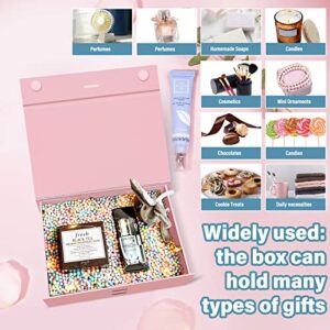 BoShahai Pink Magnetic Gift Boxes, 12x8x4 Inches Foldable Gift Box with Ribbon, Large Luxury Gift Packaging with Magnetic Closure for Parties, Weddings, Bridesmaid Proposal, Storage