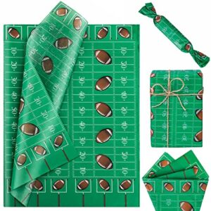 kavoc 100 sheets 20 x 14 inch football tissue paper rugby ball wrapping paper sheets bulk for gift wrapping green football field tissue paper for birthdays party gift bag diy pompom confetti crafts