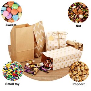 Swedin 24 Pcs Paper Goodie Bags for Cookies, Party Favor Bags, Paper Treat Bags for Candies, Cookies etc.[8 Each of Chevron, Dots, Solid]