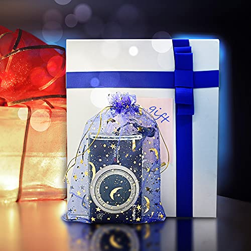 HDST-HOME 100 Pcs Moon Star Organza Gift Bag Jewelry Bags with Drawstring Candy Pouch Lavender Favor Mesh Bags Wedding Christmas Party, 5x7 Inches (10 Color)