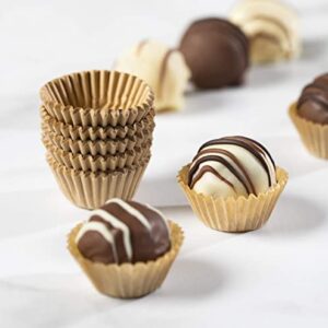 Pastry Chef's Boutique Kraft Beige Chocolate Paper Candy Cups No.4 - 1''x3/4'' - Natural Beige Kraft - 200pcs