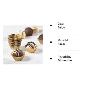 Pastry Chef's Boutique Kraft Beige Chocolate Paper Candy Cups No.4 - 1''x3/4'' - Natural Beige Kraft - 200pcs