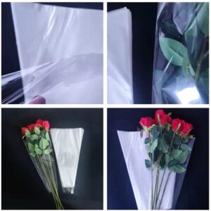 100 Pcs flower packaging transparent bag,flowers bouquet sleeve transparent cellophane Suitable for flower shop, shopping mall flower packaging