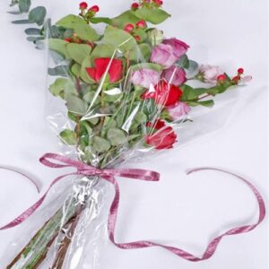 100 Pcs flower packaging transparent bag,flowers bouquet sleeve transparent cellophane Suitable for flower shop, shopping mall flower packaging