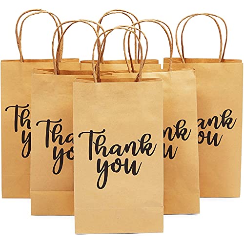 Sparkle and Bash Thank You Party Favor Kraft Bags (9 x 5.3 x 3.15 in, 100 Pack)