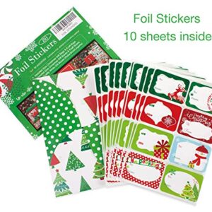 80-Count Foil Christmas Tags Sticker，8 Jumbo Designs - Xmas to from Christmas Sticker Name Tags Write On Labels - Holiday Present Labels