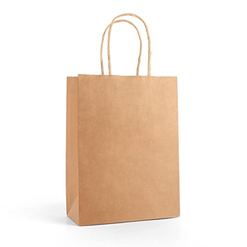 12Pcs Small Gift Bags Kraft Paper Bags. Recycled Merchandise Bags Retail Bags Party Favor Bags with Handles Bulk for Wedding Birthday Party Supplies Festivals Arts DIY Crafts (Brown, 5.9x3.1x8.4inch)