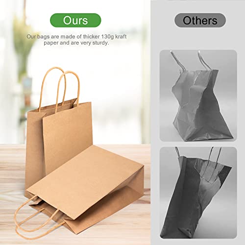 12Pcs Small Gift Bags Kraft Paper Bags. Recycled Merchandise Bags Retail Bags Party Favor Bags with Handles Bulk for Wedding Birthday Party Supplies Festivals Arts DIY Crafts (Brown, 5.9x3.1x8.4inch)