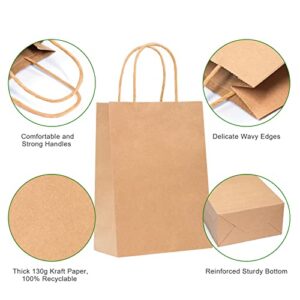 12Pcs Small Gift Bags Kraft Paper Bags. Recycled Merchandise Bags Retail Bags Party Favor Bags with Handles Bulk for Wedding Birthday Party Supplies Festivals Arts DIY Crafts (Brown, 5.9x3.1x8.4inch)