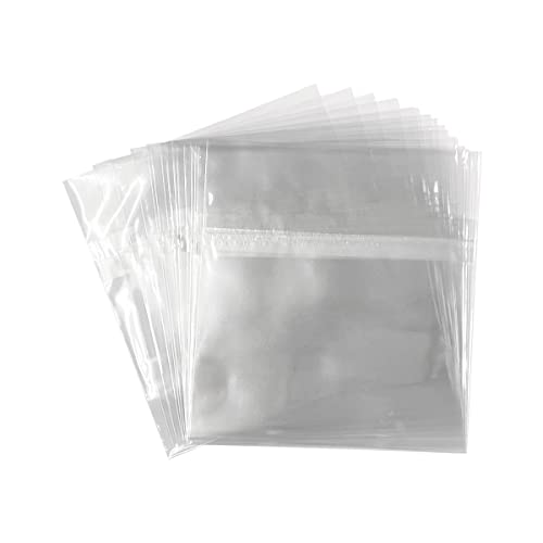 Progo CD Jewel Case Sleeves, 6 1/8 x 5 1/8 Inches Crystal Clear Self-Seal Resealable OPP Cellophane Poly Bags, 100 pieces. Food Grade, Fits One 10.4mm Standard CD Jewel Cases and more.