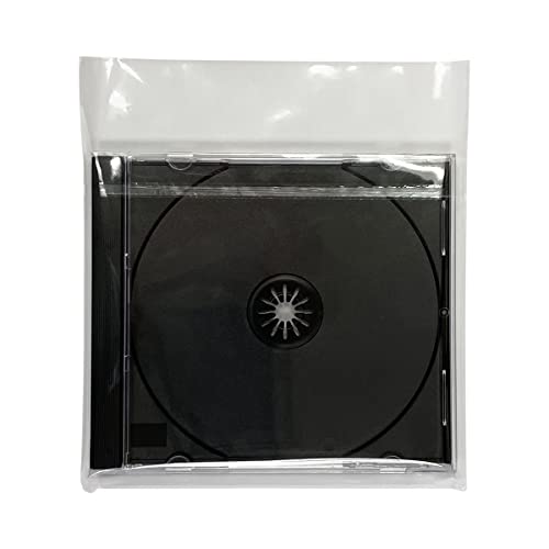 Progo CD Jewel Case Sleeves, 6 1/8 x 5 1/8 Inches Crystal Clear Self-Seal Resealable OPP Cellophane Poly Bags, 100 pieces. Food Grade, Fits One 10.4mm Standard CD Jewel Cases and more.