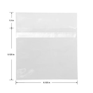 Progo CD Jewel Case Sleeves, 6 1/8 x 5 1/8 Inches Crystal Clear Self-Seal Resealable OPP Cellophane Poly Bags, 100 pieces. Food Grade, Fits One 10.4mm Standard CD Jewel Cases and more.