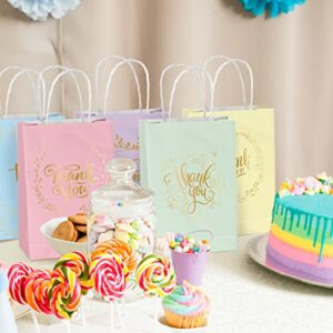 Pastel Thank you Goodie Bags 20 Pack (5 Colors) – Colored Paper Bags with Handles | Baby Shower, Valentine’s, Wedding, Birthday Gift Bags Party Favor Bags