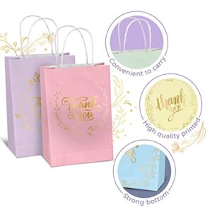 Pastel Thank you Goodie Bags 20 Pack (5 Colors) – Colored Paper Bags with Handles | Baby Shower, Valentine’s, Wedding, Birthday Gift Bags Party Favor Bags