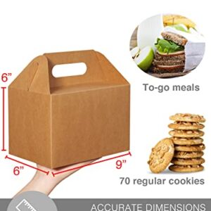 Shallive 15 Pcs Large Treat Boxes 9x6x6 Inch Brown Gable Gift Boxes with Handle Kraft Lunch Boxes Recycled Paper Gift Bags Take Out Cookie Boxes Welcome Boxes Candy Bags For Wedding Baby Shower Birthday Party Supplies