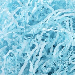 green bean 0.5 lb crinkle cut paper shred filler, baby blue shredded paper for gift baskets filling, crinkle paper for gift wrapping